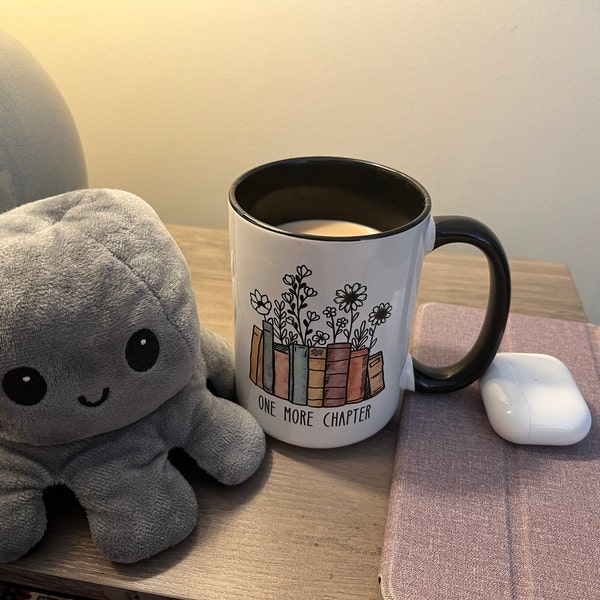 One More Chapter Mug, Gift for Book Lover, Floral Book Mug, Reading Mug ...