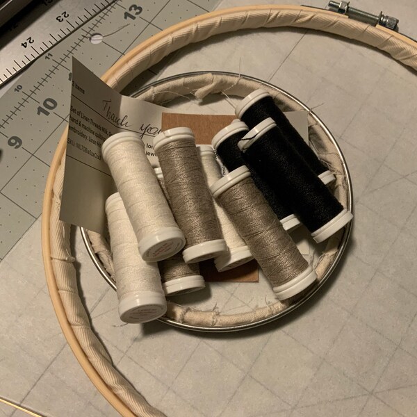 Linen Thread Natural Grey X 100 Meters Set of 1/5/10 Spools Czech Linen ...