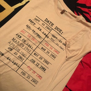 Vintage Library Due Date Card Tshirt Gift for Reader, Bookworm Shirts ...