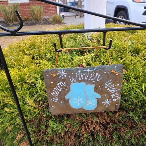Large Round Painted Slate Hanging Welcome Sign, Outdoor Sign, Porch and ...