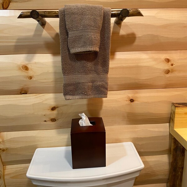 Natural Wood Towel Rack, Handmade Rustic Wooden Towel Bar, Bath Towel ...