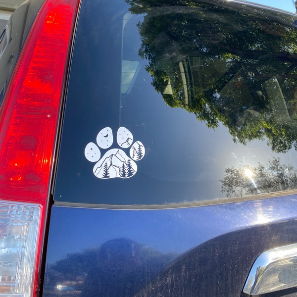 Mountain Adventure Dog Paw Decal,pnw Paw Print Nature Decal, Dog Mom ...
