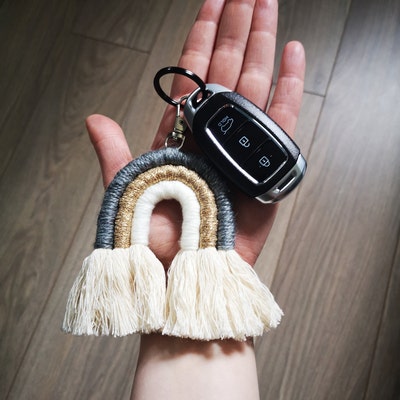 Macrame Rainbow Keyring Crystal Keyring Macrame Crystal - Etsy