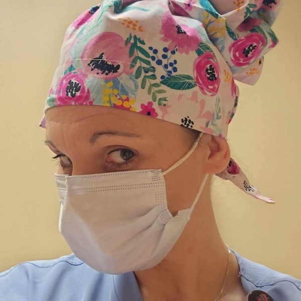High Bun, With Satin Lined,scrub Caps, Surgical Cap , Nurses Caps, High ...