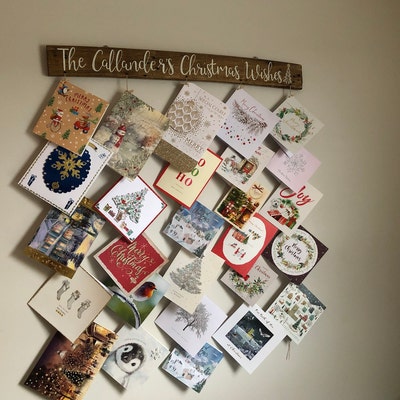 Christmas Card Holder Display. Eco-friendly Christmas Personalised Sign ...