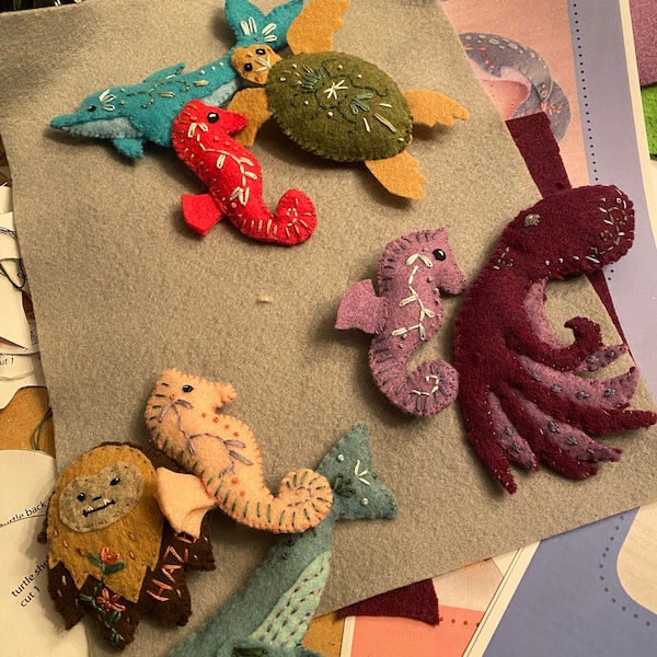 Plush Sewing Pattern for 12 Different Sea Creatures Felt Animals, PDF ...