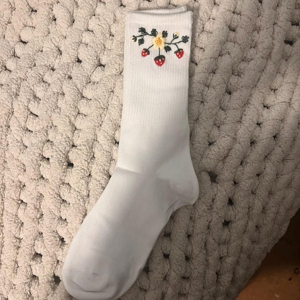 Tulips Embroidered Socks Custom, Name Embroidery Socks for Her ...