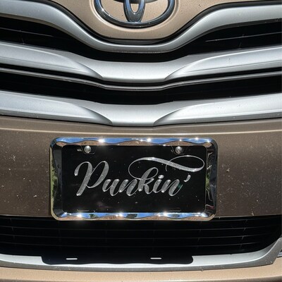 Custom Letter Leaf Crest License Plate Car Tag Diamond Etched Engraved ...