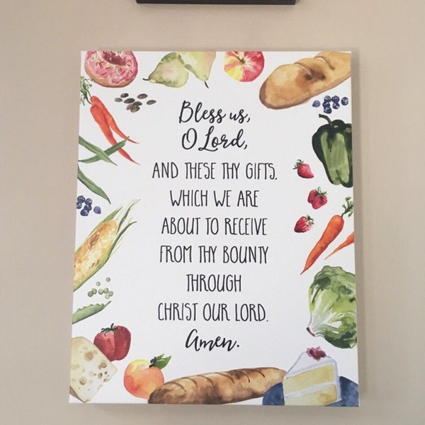 Grace Before Meals Bless Us O Lord Prayer Printable Wall Art Watercolor ...