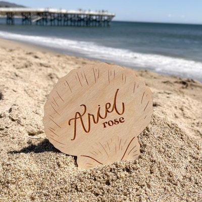 Seashell Custom Baby Name Announcement Sign for the Boho Beach Babe ...