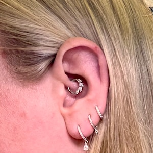 Colourful Gold Earring Stack Set Gold Link Hoop Ear Stack Set Triple ...