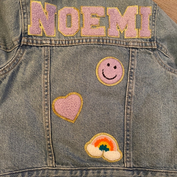Personalized Custom Jean Denim Name Jacket Chenille Letter Baby Toddler ...