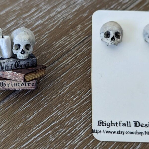 Handmade Miniature Set of Spell Books With Skull and Candles, Mini ...