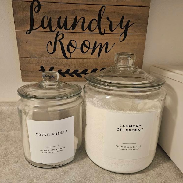 Clean-modern Laundry Room Essentials Labels • Water and Oil Resistant ...