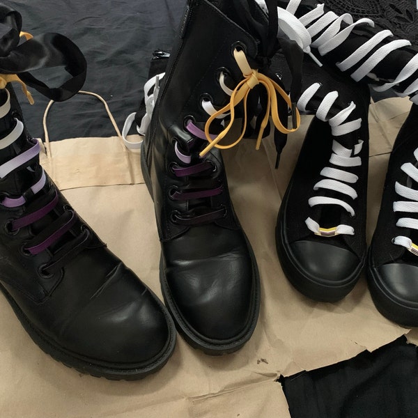 Non-binary Lace Locks — Subtle Pride Shoelace Shoe Charm Agender ...