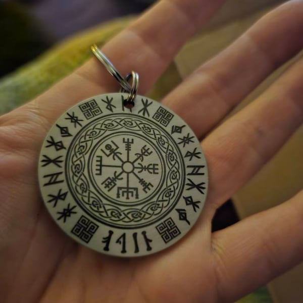 Nordic Viking Dog Tag, Norse Viking Runes Keyring, Tribal Celtic Aztec ...