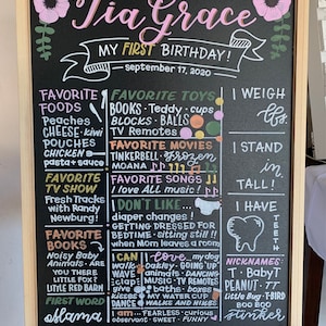 Hand-painted First Birthday Milestone Chalkboard Framed Style - Etsy