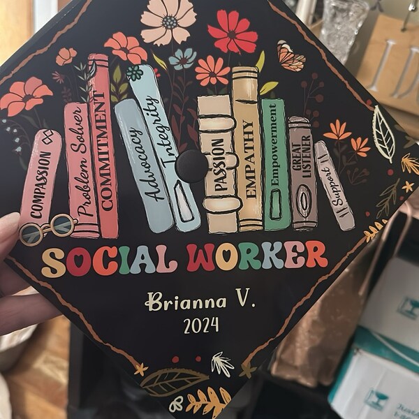 Custom Social Worker Graduation Cap Topper, Personalized Grad Cap ...