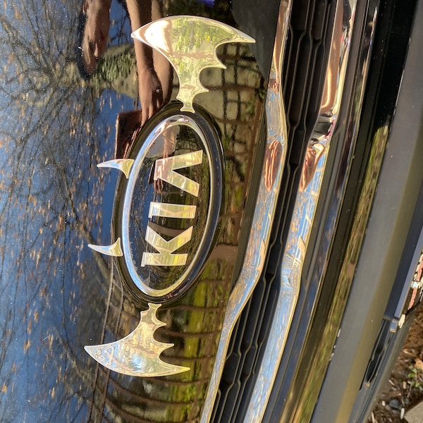 Chrome Bat Wings Car Emblem Sticker Silver Badge Gothic Devil Horns ...