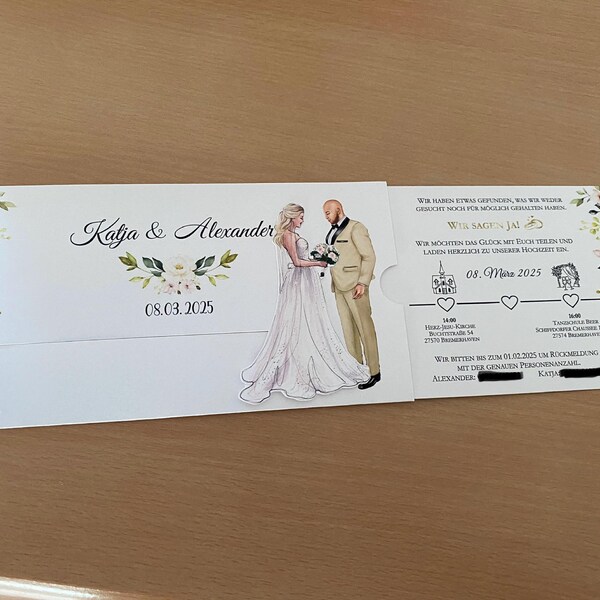 Sliding Wedding Invitation With Bride and Groom. Slideng Bride ...