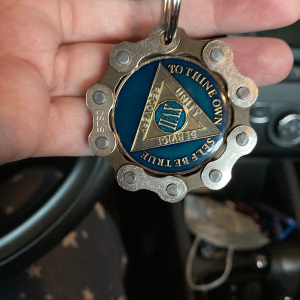 Display Your AA Chip Keychain Crafted Bicycle Chain Alcoholics ...