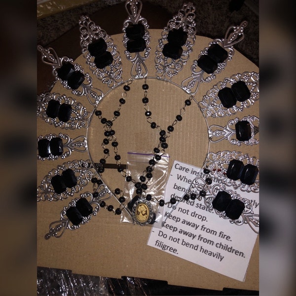 Ready to Ship Vampire Headband Black Crown Gothic Headdress Crystal ...