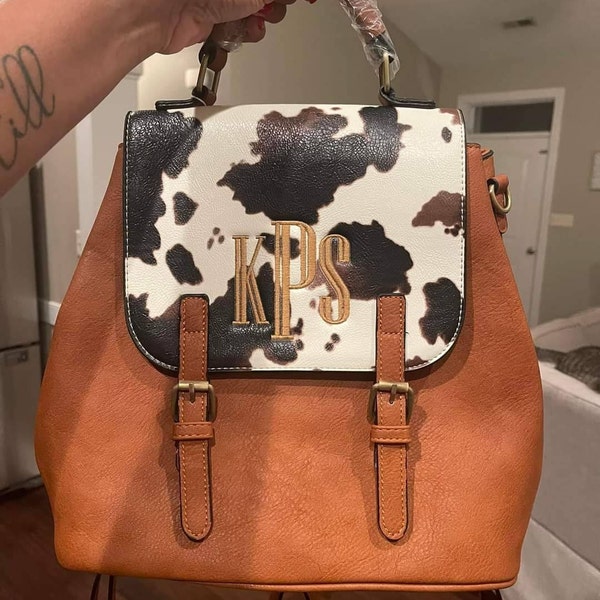 Cow Print Convertible Backpack Shoulder Bag, Personalized Purse ...