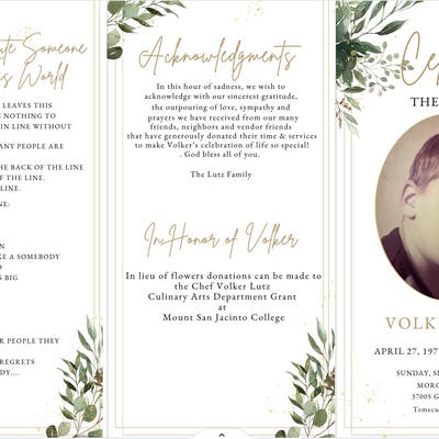 4 Page Funeral Program Template I Canva Template Printable, Celebration ...