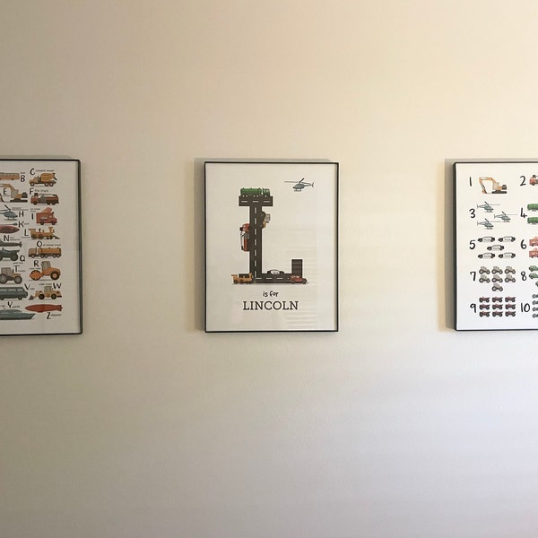 Set of 3 Transportation Alphabet Wall Art, Alphabet Nursery Print ...
