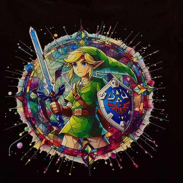 Link Stained Glass Mural Rainbow Splash - the Legend of Zelda - Clip ...