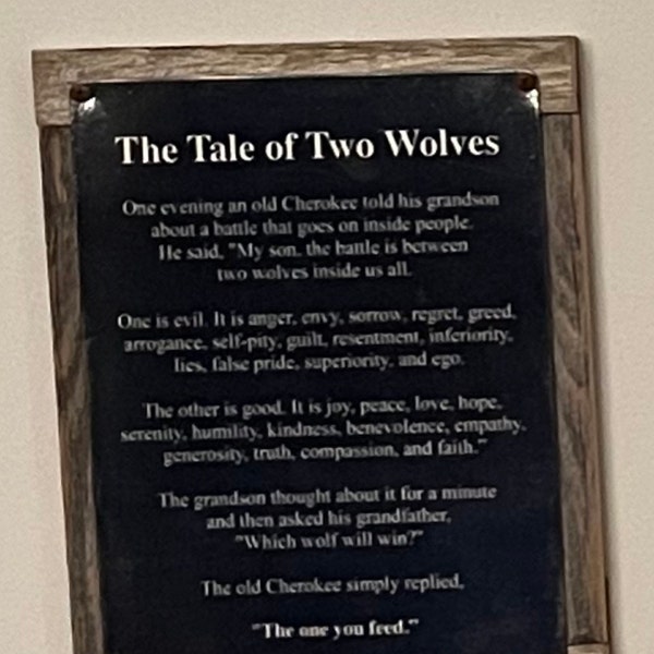 Tale of Two Wolves on Metal Print on Reclaimed Wood Frame-cherokee ...