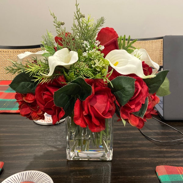 Red Real Touch Flowers Centerpiece-white/red Tulips Spring Table ...
