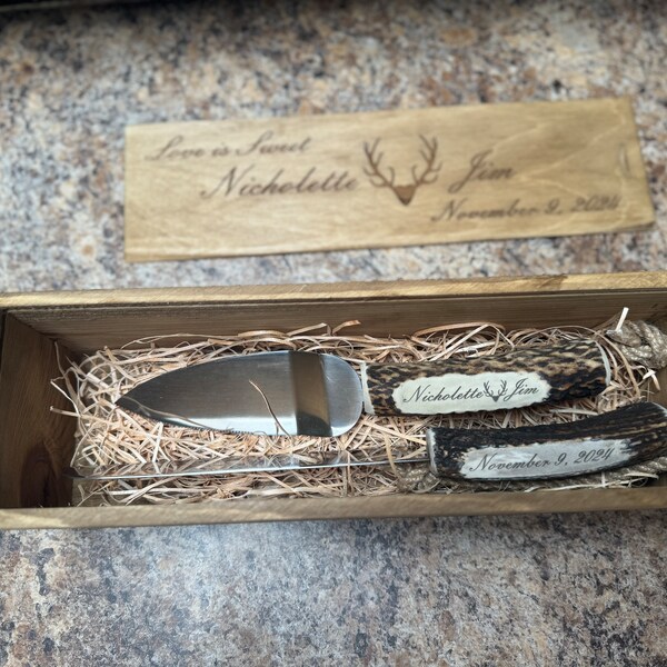 Rustic Wedding Cake Server Set: Deer Horn Knife, Personalized - Etsy
