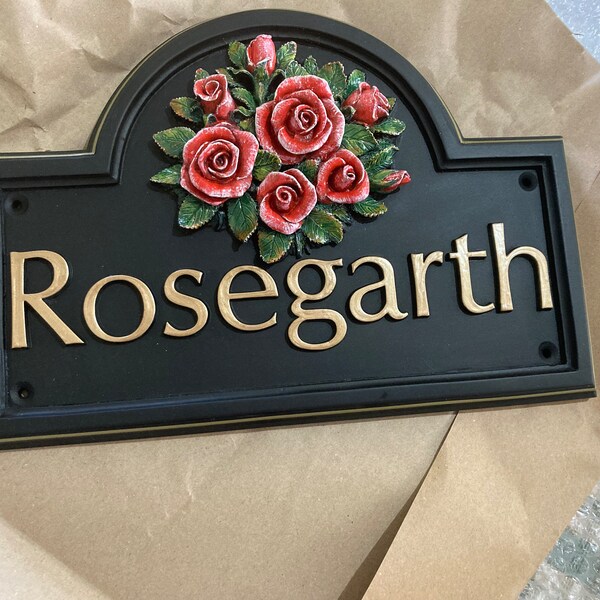 Personalised Solid Cast Resin House Name Sign Woodland Bouquet ...