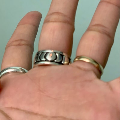 Moon Phase Spinner Ring for Women, Sterling Silver Crescent Moon Ring ...