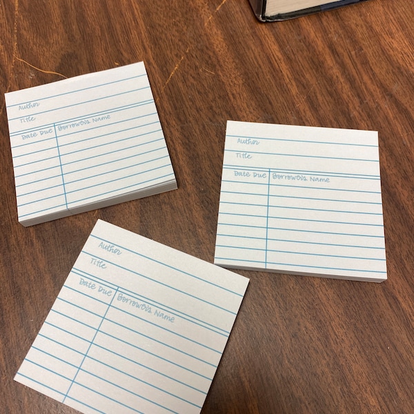 Library Card Sticky Notes - Reading Sticky Notes - Bookworm Gift ...