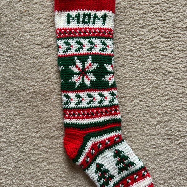 Personalized Crochet Fair Isle Stocking Pattern- Large Snowflake - Etsy