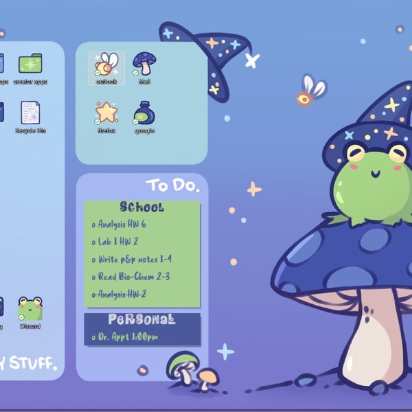 Wizard Frog Computer Desktop Theme Background Wallpaper Organizer Set ...