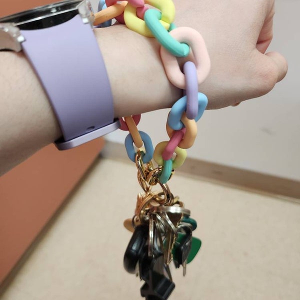 Personalized Chunky Chain Link Wristlet Keychain, Personalized Gift ...