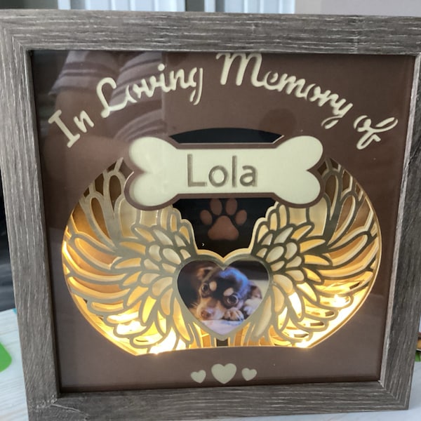 3D Customizable Angel Pet Memorial Shadow Box Svg, Pet Memorial Svg ...