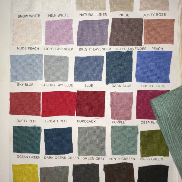 Linen Color Samples. 30 Colors Included. - Etsy