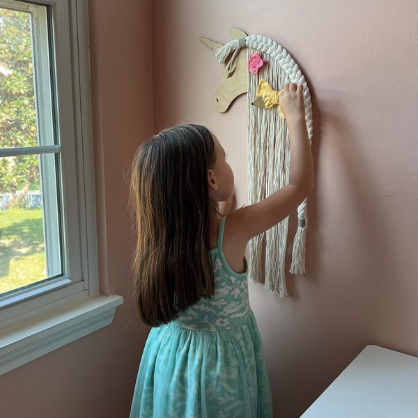 Unicorn Hair Clip Hanger, Boho Hair Accessories Organizer, Macrame Bow ...