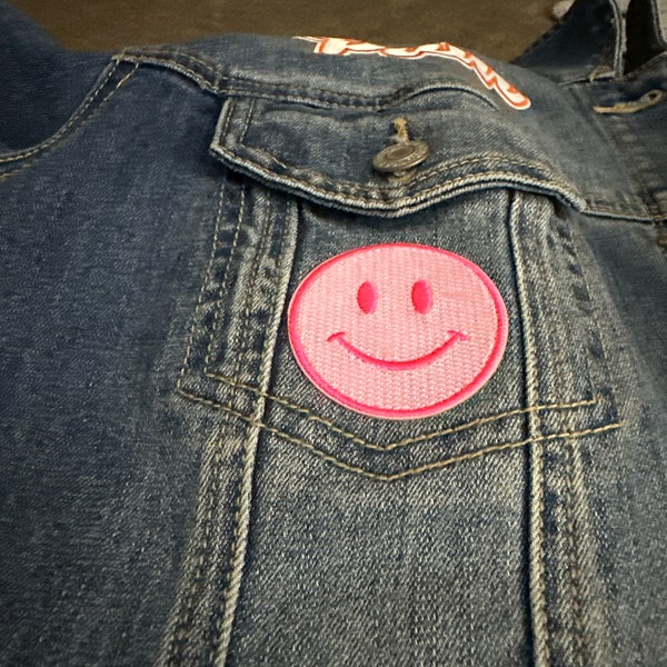 Smiley Face Iron on Patch - Embroidered Patches for Jackets - Yellow ...