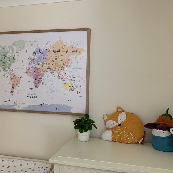 Pastels Educational World Map Printable | Kids World Map | Nursery ...