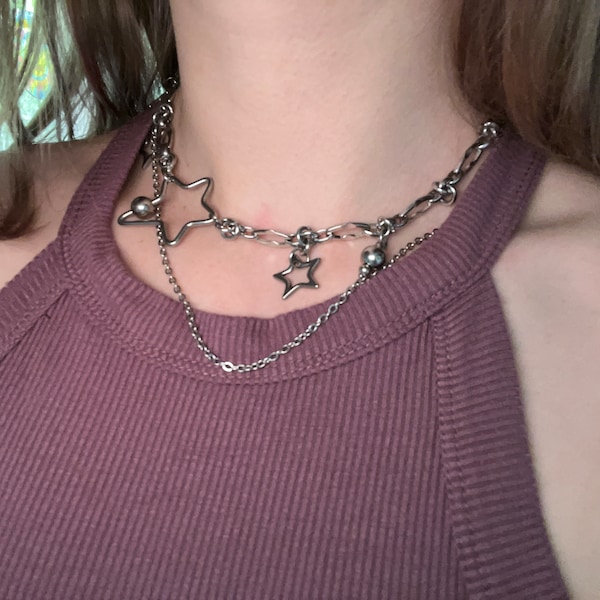 Star Y2k Necklace,y2k Necklace,chunky Necklace,chain Star Necklace ...