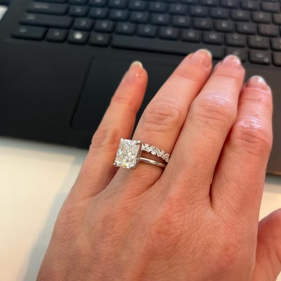 Unique Marquise Cut Moissanite Engagement Ring Set Cluster Rose Gold ...