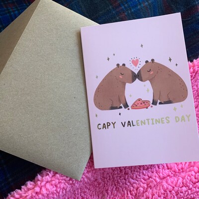 Capy Valentine's Day Card Happy Capybara Cards Capybara Lover Gift ...