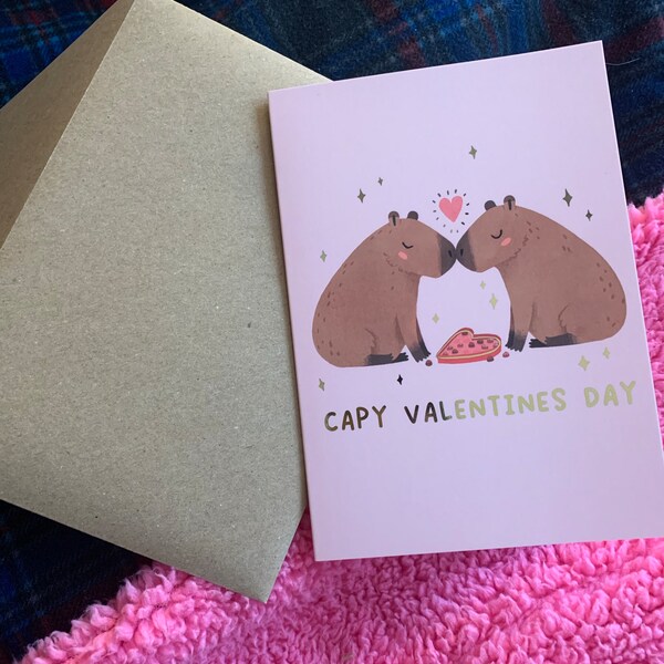 Capy Valentine's Day Card - Happy Capybara Cards - Capybara Lover Gift ...