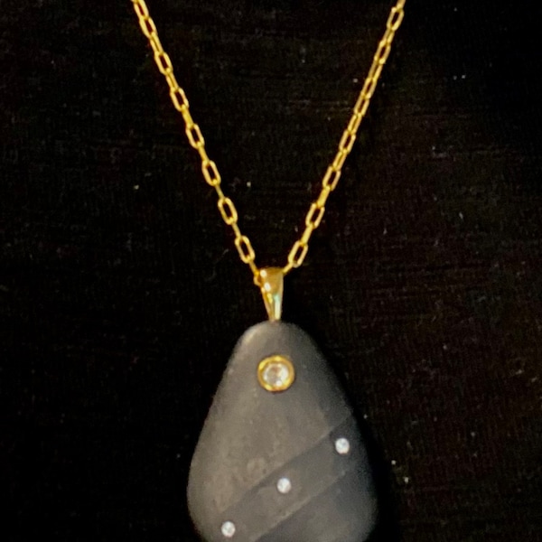 Personalized Pebbles Necklace. Diamond Gold Stone Necklace With ...