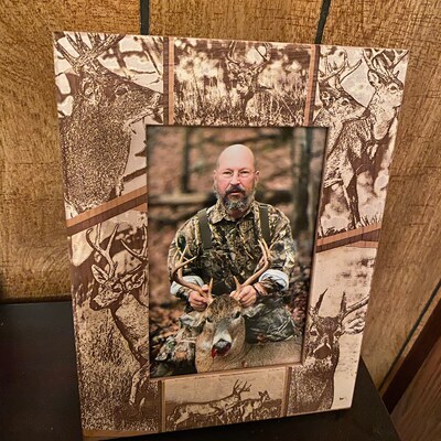 Whitetail Deer Laser Engraved Wood Picture Frame - Etsy